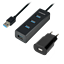 USB Hub Axagon USB-A - 4xUSB-A 3.0, 1.2 m, melns | Hestio.lv